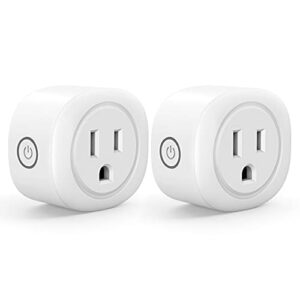 smart plugs compatible with alexa google assistant for voice control, mongery mini smart outlet wifi plug with timer function, no hub required, fcc ce certified 2 pack, white