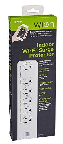 WiOn 50051 Indoor Wi-Fi Smart Surge Protector, 6 Grounded Outlets