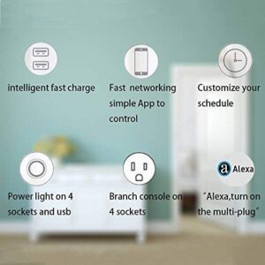 Xenon Smart Power Strip,WiFi Smart Multi Outlet Surge with 4-Outlet 4-USB with 5-Foot Cord, Work with Alexa and Google Home,Black