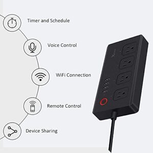 Xenon Smart Power Strip,WiFi Smart Multi Outlet Surge with 4-Outlet 4-USB with 5-Foot Cord, Work with Alexa and Google Home,Black