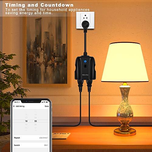 Outdoor Smart Plug - WiFi Outlet with 2 Sockets,Compatible with Alexa,Google Home,Remote Control/Timer by Smartphone,IP44 Weatherproof,FCC/RoHS Certified