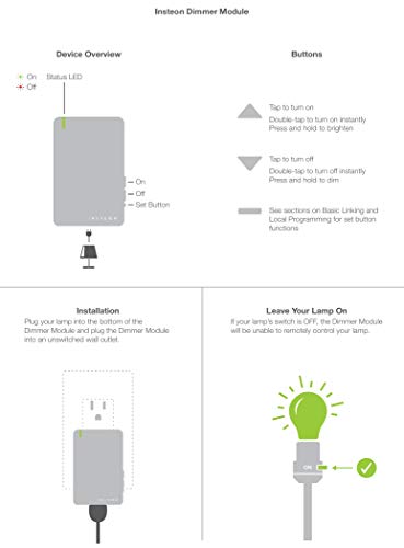 Insteon Smart Lamp Dimmer Plug-in Module, 2-Pin, 2457D2 Hub Required for Voice Control with Alexa & Google Assistant