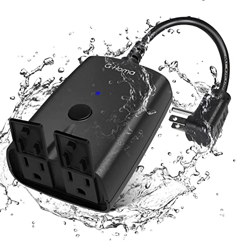 G-Homa Outdoor Smart Plug Waterproof, Wi-Fi 15A Plugs with 2 Sockets, Smart Outlet Work with Alexa and Google Home, No Hub Required, FCC&CSA Certified, 2.4GHz WiFi Only