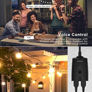 G-Homa Outdoor Smart Plug Waterproof, Wi-Fi 15A Plugs with 2 Sockets, Smart Outlet Work with Alexa and Google Home, No Hub Required, FCC&CSA Certified, 2.4GHz WiFi Only