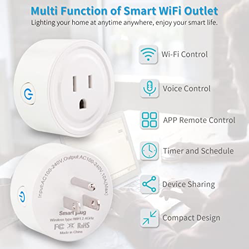 Alexa Smart Plug,2.4G Wi-Fi Outlet Socket Work with Alexa and Google Home,Mini Smart Plug Voice Remote Control Timer Device Sharing (2 Pack)