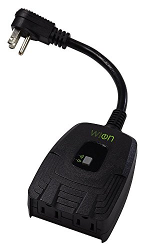 WiOn 50049 Outdoor Wi-Fi Wireless Plug-In Switch, Smartphone And Tablet Automation For Up To 12 Devices, 2 Grounded Outlets, Weather Resistant, Energy Saving, Wifi Controlled Switch