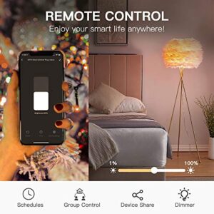 TREATLIFE Smart Dimmer Plug 2 Pack Outdoor Smart Plug Works with Alexa and Google Assistant, Light Dimmer Remote Control, Max Power 400W, IP44 Waterproof for Dimmable Outdoor Lights, Floor, Table Lamp