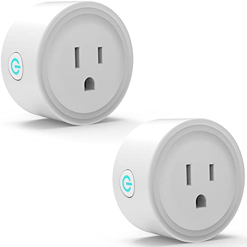 Smart Plugs That Work with Alexa Google Home Siri, Wireless 2.4G WiFi Outlet Controlled by Smart Life Tuya Avatar Controls APP, 10A Mini Socket Enchufe Inteligente with Timer, Round, 2 Pack