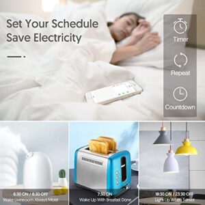 Smart Plugs That Work with Alexa Google Home Siri, Wireless 2.4G WiFi Outlet Controlled by Smart Life Tuya Avatar Controls APP, 10A Mini Socket Enchufe Inteligente with Timer, Round, 2 Pack