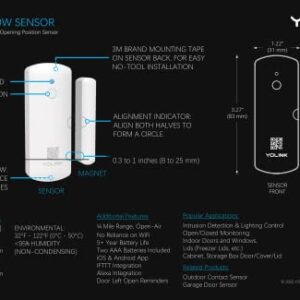 Smart Window Door Sensor, YoLink 1/4 Mile Long Range Wireless Door Sensor Works with Alexa IFTTT, Smartphone Monitoring App Alerts Open Reminder, Alexa, IFTTT, Home Assistant, YoLink Hub Required