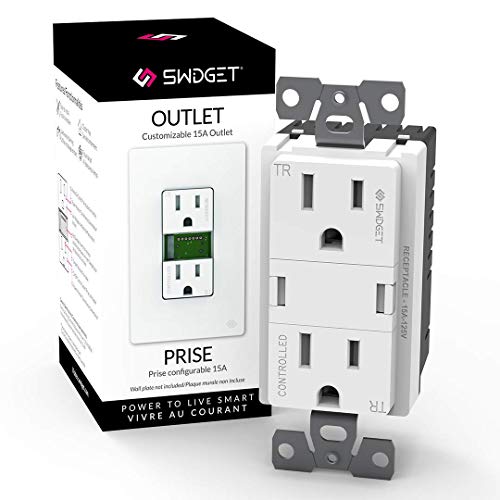 Swidget Customizable Outlet - Add a Wi-Fi or Z-Wave Insert to make it a smart outlet, smart plug, Wi-Fi Plug, Z-Wave Plug. Compatible with Alexa, Google Assistant, IFTTT. 15Amp, Tamper Resistant, ETL