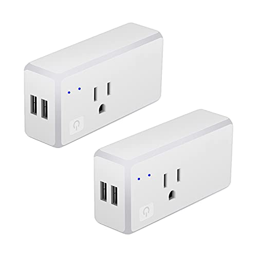 Jinvoo Smart Plug,WiFi Outlet Mini Socket 16A Work with Alexa and Google Home, Remote Control,Smart Plug Outlet with 2 USB Ports, Voice Control Remote Control, Timing Function