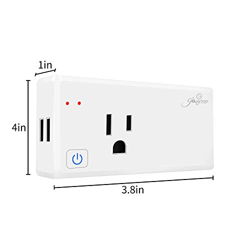 Jinvoo Smart Plug,WiFi Outlet Mini Socket 16A Work with Alexa and Google Home, Remote Control,Smart Plug Outlet with 2 USB Ports, Voice Control Remote Control, Timing Function