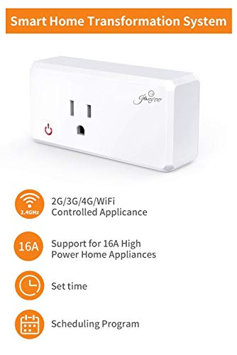 Jinvoo Smart Plug,WiFi Outlet Mini Socket 16A Work with Alexa and Google Home, Remote Control,Smart Plug Outlet with 2 USB Ports, Voice Control Remote Control, Timing Function