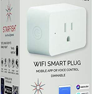 Satco S11270 Starfish 3-Inch On/Off and Dimmer WiFi Smart Plug Outlet, Works with Siri, Alexa, Google Assistant, SmartThings, White