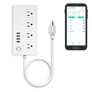 smart power strip, yolink 1/4 mile world’s longest range power strip compatible with alexa google ifttt, surge protector plugs 4 usb charging ports + 4 ac plugs for multi outlets – yolink hub required