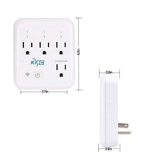 KMC Smart Tap 2-Pack, 4-Outlet Smart Plug WiFi Outlet Wall Tap, Energy Monitoring, Works with Alexa and Google Home, Remote Control Your Devices from Anywhere, No Hub Required, ETL Certified, White