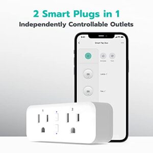 KMC Smart Plug Duo, 2-Outlet Wi-Fi Smart Plug, 2-Pack, Multi Plug Adapter, Independently Controlled Smart Outlets, Works with Alexa & Google Assistant, No Hub Required