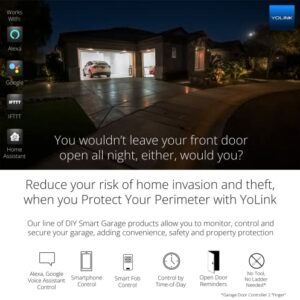 Garage Door Kit, YoLink 1/4 Mile World's Longest Range Garage Door Sensor and Controller Compatible with Alexa IFTTT, Garage Door Opener App Remote Control Open Close Notification, YoLink Hub Required