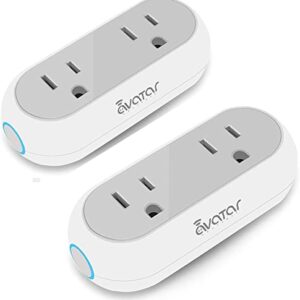 Smart Plug That Work with Alexa, Google Home Assistant, Siri Shortcuts & IFTTT, Dual Sockets 2.4G WiFi Outlet Compatible with Avatar Controls, Smart Life & Tuya APP - Energy Monitoring - 2 Pack