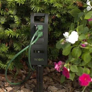 WiOn 50053 Outdoor Wi-Fi Plug-In Yard Stake With Smartphone Or Tablet Automation for up to 12 devices; 3 Grounded Outlets And 6 Foot Cord