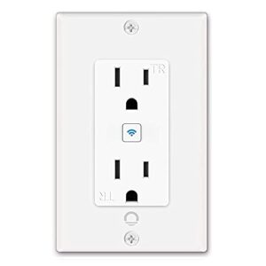 smart wifi in-wall outlet 15 amp tamper resistant split duplex receptacle – 2 plugs, compatible with alexa, google home (no hub required)