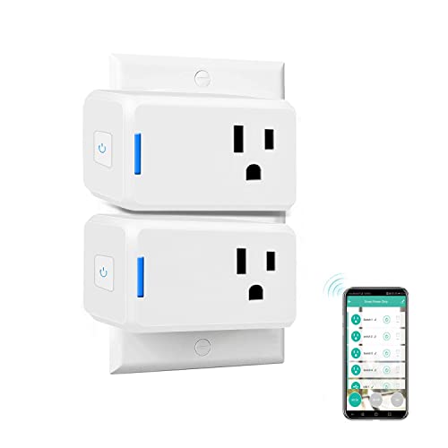 2pack Smart Plug Socket Mini Outlet with Schedule,Remote Control your Devices,Occupies Only One Socket, Compatible with Alexa Echo Google Home Assistant, christmas light socket Timing Function