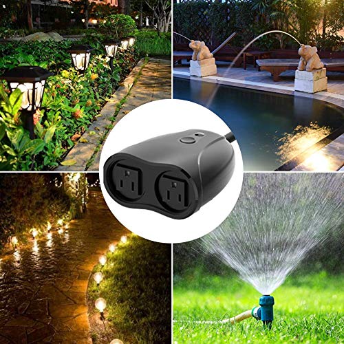 Avatar Controls Outdoor Smart Plug Waterproof - WiFi Outdoor Dual Outlets Compatible with Amazon Alexa and Google Home, No Hub Required, Android or iOS APP Control Anywhere