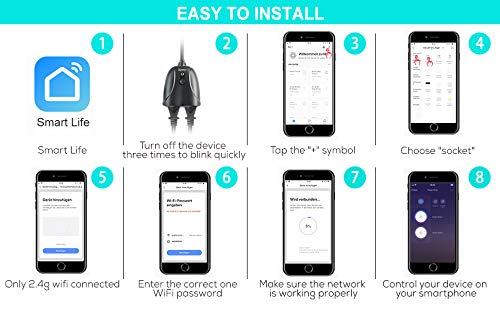 Avatar Controls Outdoor Smart Plug Waterproof - WiFi Outdoor Dual Outlets Compatible with Amazon Alexa and Google Home, No Hub Required, Android or iOS APP Control Anywhere