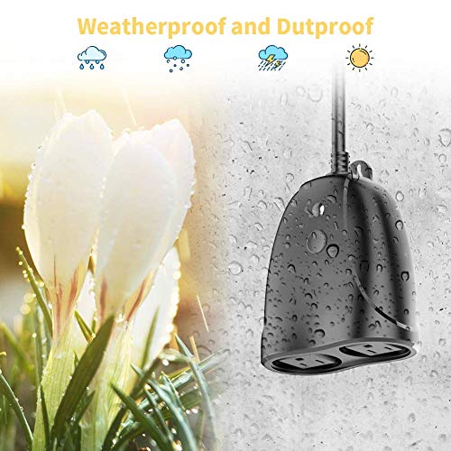 Avatar Controls Outdoor Smart Plug Waterproof - WiFi Outdoor Dual Outlets Compatible with Amazon Alexa and Google Home, No Hub Required, Android or iOS APP Control Anywhere