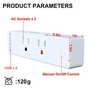 Toxaoii Mini WiFi Smart Plug, Outlet Extender Dual Socket Plugs with USB, Surge Protector with Remote Control and Timer Function, Compatible with Alexa, Google Assistant, No Hub Required