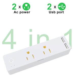 Toxaoii Mini WiFi Smart Plug, Outlet Extender Dual Socket Plugs with USB, Surge Protector with Remote Control and Timer Function, Compatible with Alexa, Google Assistant, No Hub Required