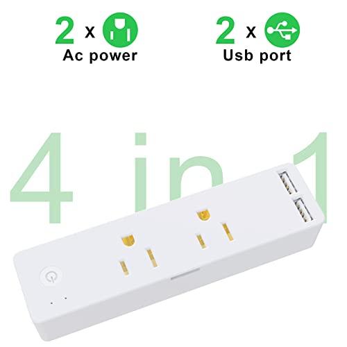 Toxaoii Mini WiFi Smart Plug, Outlet Extender Dual Socket Plugs with USB, Surge Protector with Remote Control and Timer Function, Compatible with Alexa, Google Assistant, No Hub Required