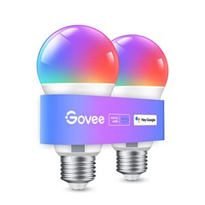 govee smart light bulbs, wifi & bluetooth led light bulbs, rgbww color changing light bulbs, 54 dynamic scenes, music sync, 16 million diy colors dimmable, work with alexa & google assistant, 2 pack