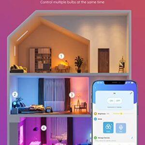 Govee Smart Light Bulbs, WiFi & Bluetooth LED Light Bulbs, RGBWW Color Changing Light Bulbs, 54 Dynamic Scenes, Music Sync, 16 Million DIY Colors Dimmable, Work with Alexa & Google Assistant, 2 Pack