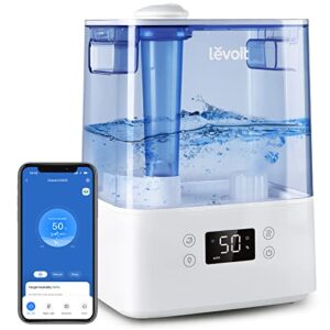 levoit classic300s ultrasonic smart top fill humidifier, extra large 6l tank for whole family, app & voice control, humidity setting with sensor, quiet sleep mode, night light, essential oil diffuser