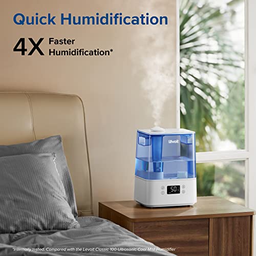 LEVOIT Classic300S Ultrasonic Smart Top Fill Humidifier, Extra Large 6L Tank for Whole Family, APP & Voice Control, Humidity Setting with Sensor, Quiet Sleep Mode, Night Light, Essential Oil Diffuser