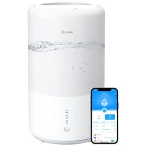 govee smart wifi humidifiers for bedroom, top fill cool mist humidifiers for baby and plants, work with alexa, auto humidity adjustment, 24 db super quiet, essential oil diffuser, 24h timer, 3l