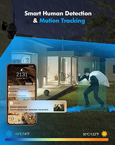 4MP Security Camera Outdoor Wired Starlight Color Night Vision, LaView 2K Cameras for Home Security AI Human Detection & Auto Tracking, IP65 Outdoor Camera 2-Way Audio, US Cloud, Compatible with Alexa