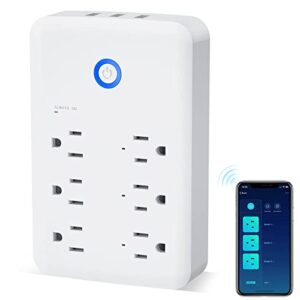 ghome smart plug outlet extender, usb surge protector 3 individually controlled outlets and 3 usb ports, wifi plug works with alexa google home, outlet timer wall adapter, 2.4ghz wi-fi only, 15a/1800w