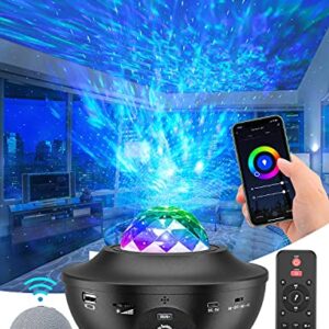 Galaxy Projector Star Projector for Bedroom, Starry Night Light Projector for Kids, Large Coverage Star Projector for Ceiling, Built in Bluetooth/Music Speaker/Timer, Ideal Gift for Christmas (Black)