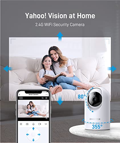 Konnek Stein 1080P Security Camera(2.4G Only), Baby Monitor 360-Degree for Home Security, Smart Home Pet Camera, with Night Vision, Compatible with Alexa & Google Assistant Home Security Camera