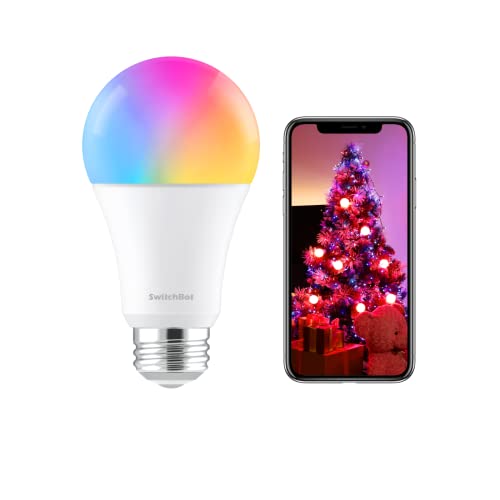 SwitchBot Smart LED Light Bulb - Color Changing Dimmable WiFi&Bluetooth Bulb Works with Alexa and Google Home, RGBCW Multicolor Warm White E26 10W 800lms Equals 60W Bulb, 2.4GHz Only, No Hub Required