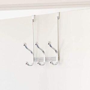 iDesign York Lyra Steel Over-The-Door 6-Hook Storage Rack - 8.38" x 5.25" x 11", Chrome