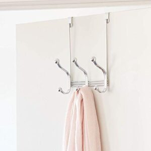 iDesign York Lyra Steel Over-The-Door 6-Hook Storage Rack - 8.38" x 5.25" x 11", Chrome