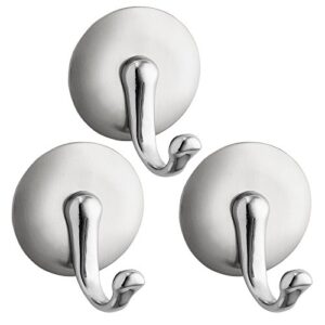 interdesign york magnetic key rack organizer for home & kitchen – set of 3, 1 hook, stainless steel/chrome