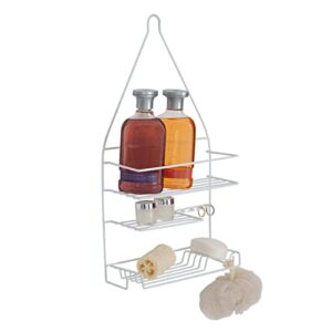 Bath Bliss Shower 3 Tier Shower Caddy | 3 Tier Shelves | Soap Dish Holder | Razor Slots | Wash Cloth Hook | Luffa Hock | White | Rust Resistant | Bathroom Accessories