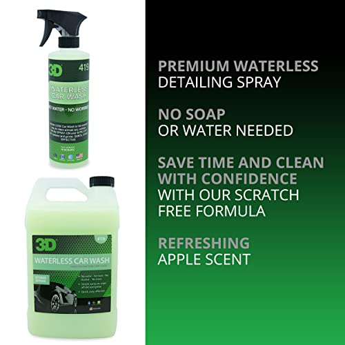 3D Waterless Car Wash - Easy Spray Waterless Detailing Spray - No Soap or Water Needed - Great on Cars, RVs, Motorcycles & Boats 1 Gallon