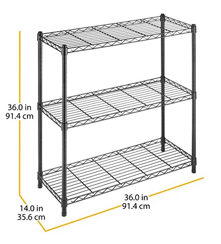 Whitmor Supreme Leveling Feet 350 Capacity Per Shelf Adjustable Shelves, 3 Tier, Black