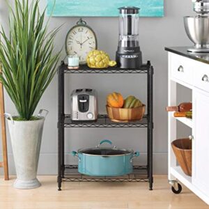 Whitmor Adjustable 3 Tier Shelving with Leveling Feet - Black